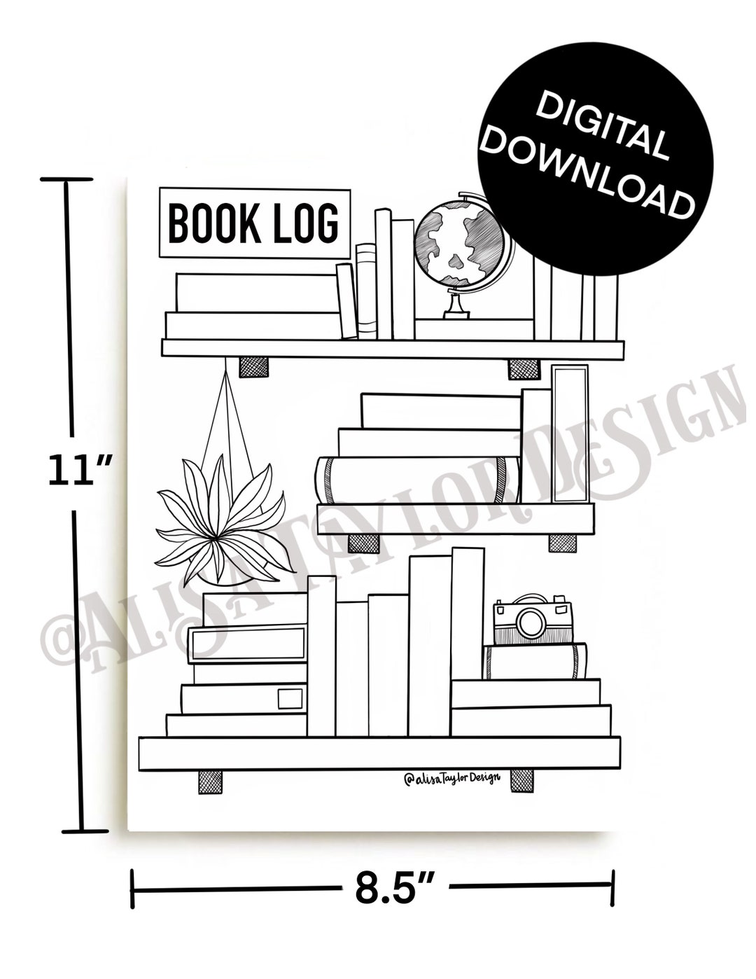 Bookshelf Reading Log Template: Book Tracker Printable (PDF Download ...