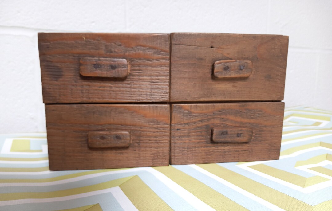 Vintage Miniature Table Top Chest of Drawers Hand Made Storage Rustic ...