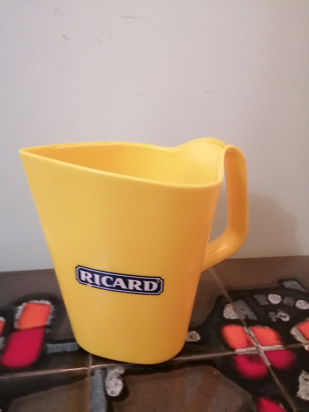 French Ricard Plastic Water Jug Yellow With Blue - Etsy