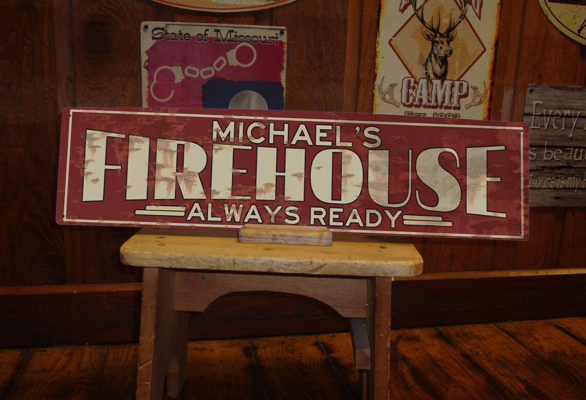 Custom Firehouse Sign - Free Personalization - Etsy