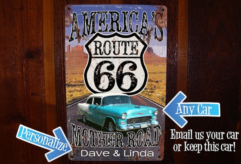 Personalized Route 66 Tin Sign: Custom Vintage Garage Decor - Etsy
