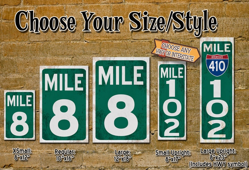 Personalized Mile Marker Metal Sign | Rustic Custom Highway Number Sign ...