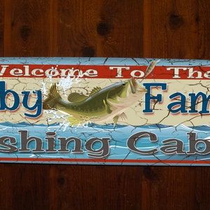 Large Fishing Cabin Tin/metal Sign - Personalized - Etsy