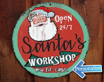 Santa’s Workshop Carved Wood Sign, Christmas Wall Art, Santa’s Workshop ...