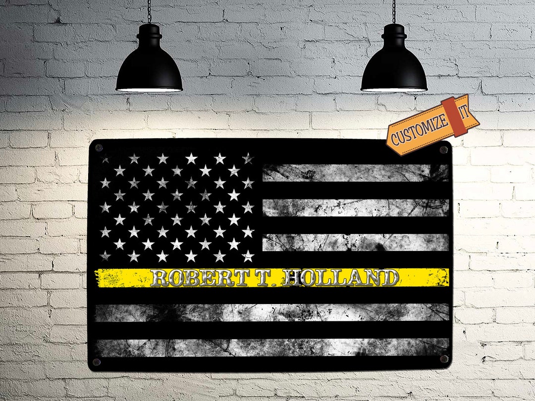 Security Guard Yellow Line Flag Sign - FREE Personalization - Etsy