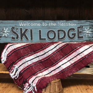 Custom SKI LODGE Sign on Barn Wood - Free Personalization! - Etsy