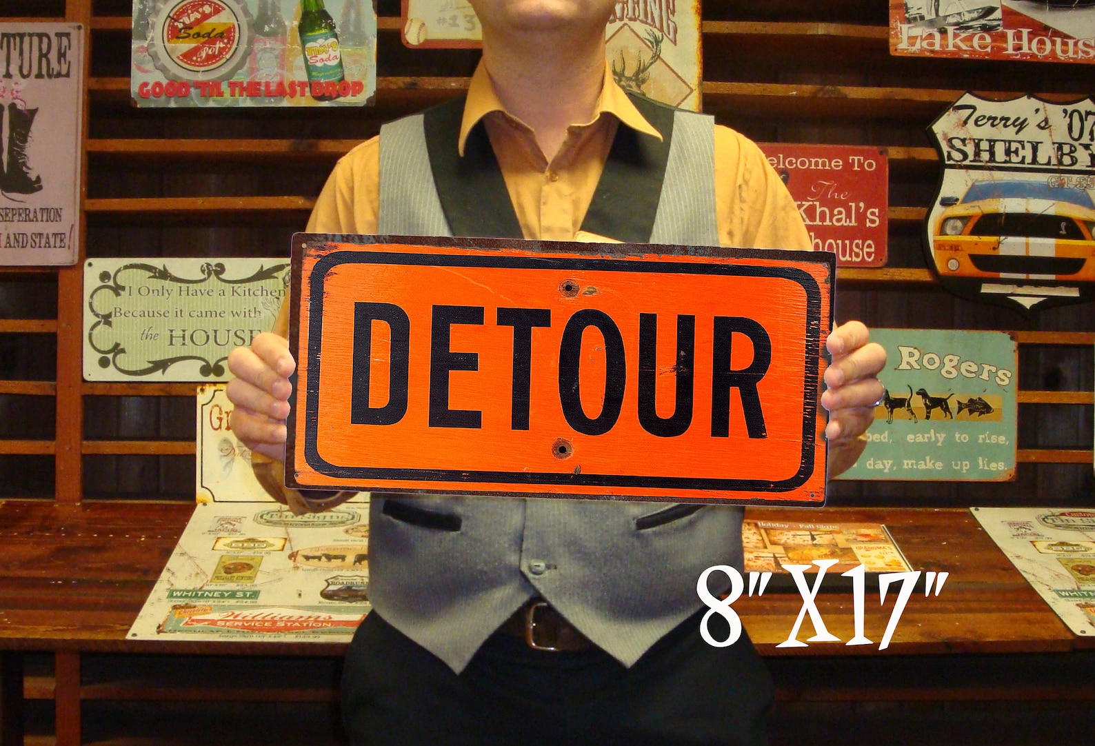 Vintage, Rustic Road Signs - One Way and Detour Sign - Etsy Australia