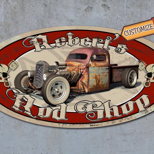 Custom Rat Rod Sign on Vintage Metal - Etsy