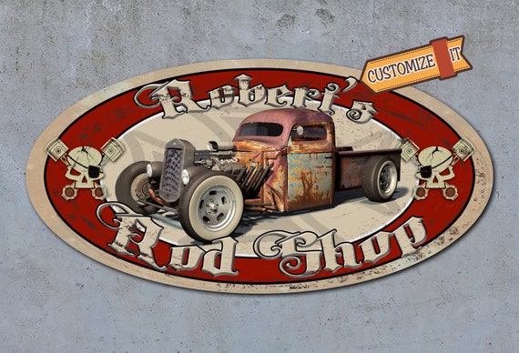 Custom Rat Rod Sign on Vintage Metal | Etsy