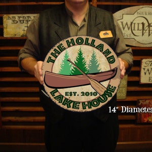Vintage Lake House Sign With Canoe - Personalized - Etsy