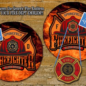 Firefighter Sign - Free Personalization - Your Emblem!! - Etsy