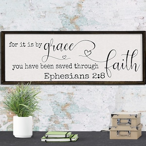 Saved by Grace Through Faith - Wood Sign - Framed - Etsy