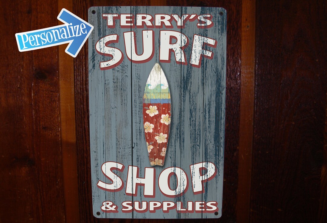 Custom, Vintage Surf Shop Sign - FREE Personalization - Etsy