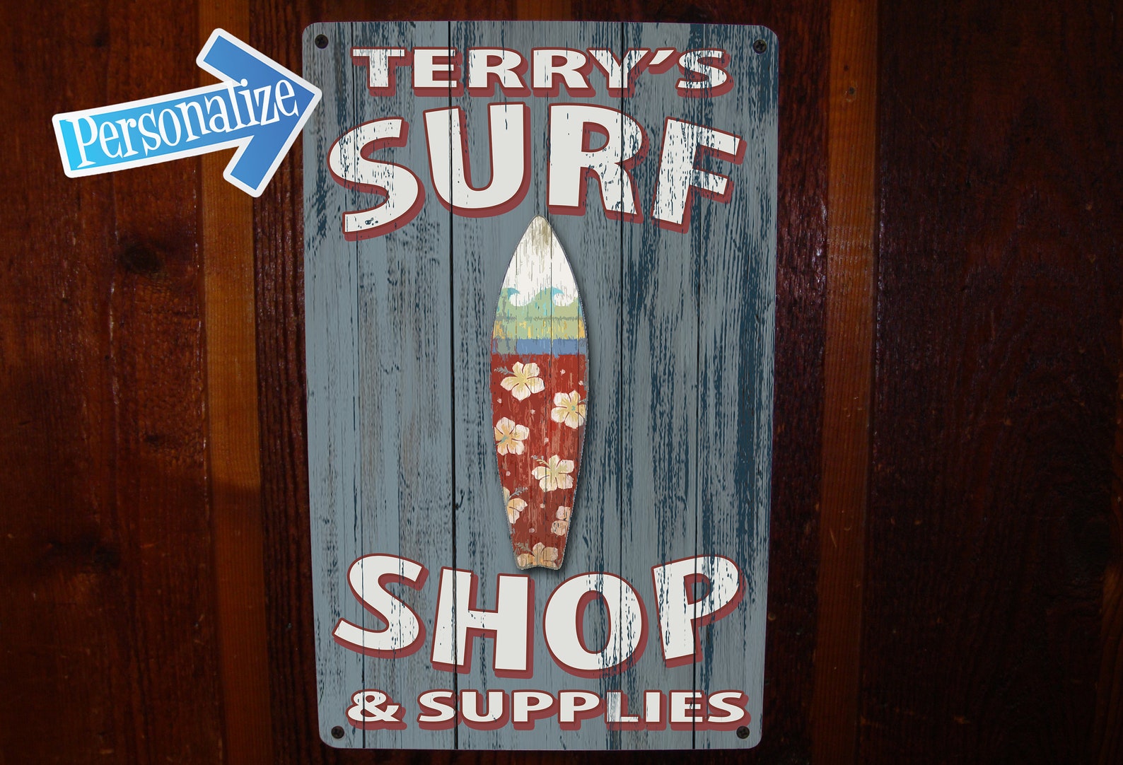 Custom Vintage Surf Shop Sign FREE Personalization | Etsy