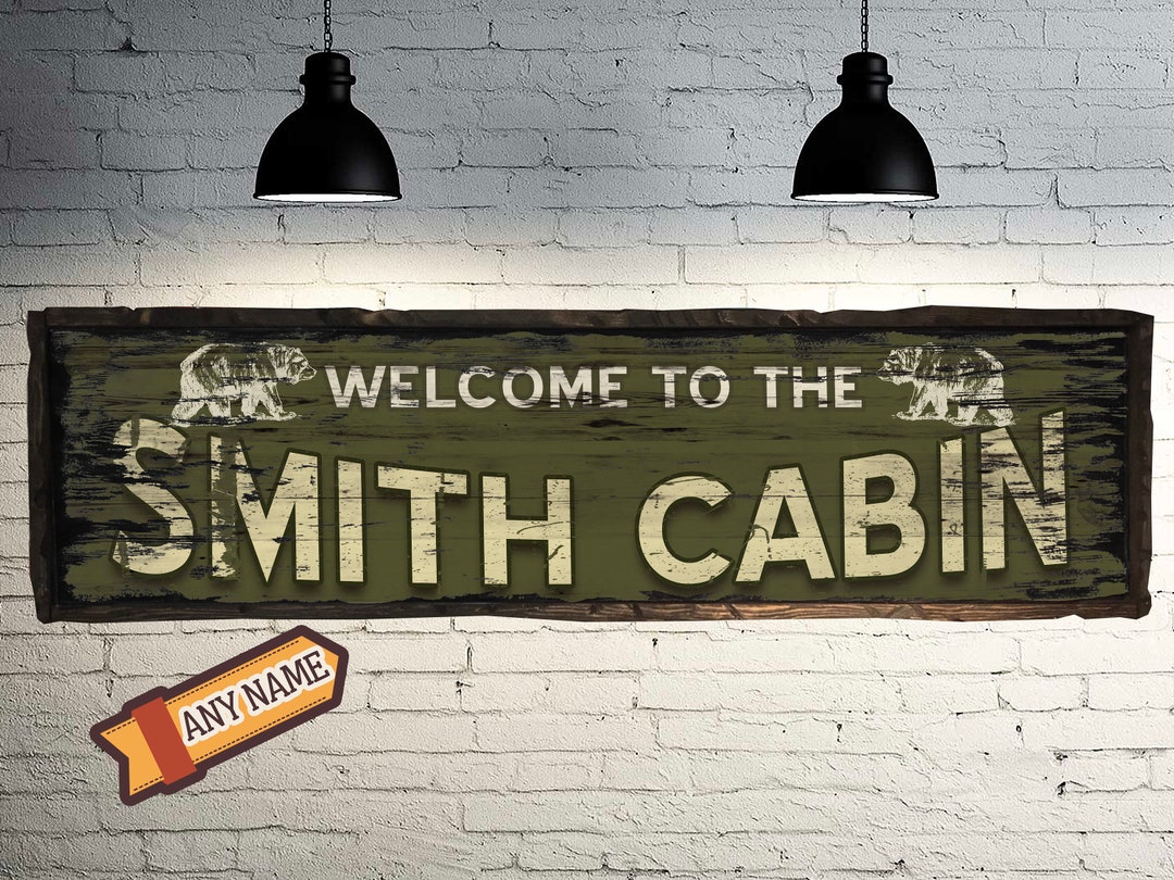Custom CABIN SIGN on Barn Wood - With Bears - Etsy