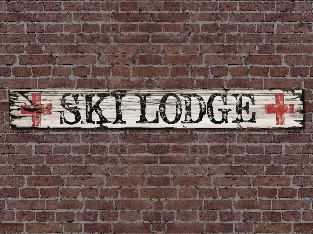 Vintage SKI LODGE Sign on Rustic Barn Wood. Handcrafted - Etsy