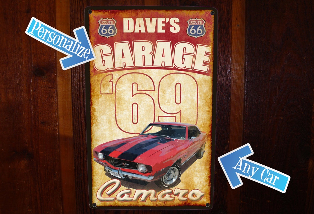 Vintage Tin Metal Sign for Garage. Free Personalization! YOUR Car ...