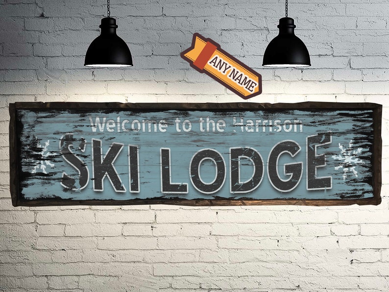 Custom SKI LODGE Sign on Barn Wood - Free Personalization! - Etsy