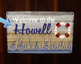 Lake House Sign. Custom Vintage Lake Sign on Tin. Lake Cabin | Etsy