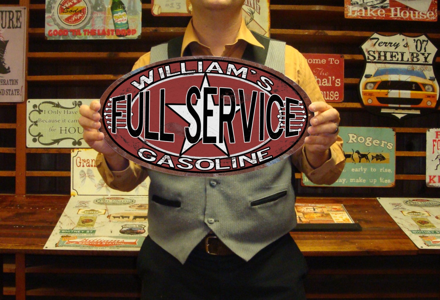 Personalized, Custom, Vintage Tin Gas & Oil Sign - Etsy