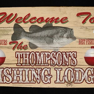 Custom, Personalized Fishing Lodge Barn Wood Sign - Etsy