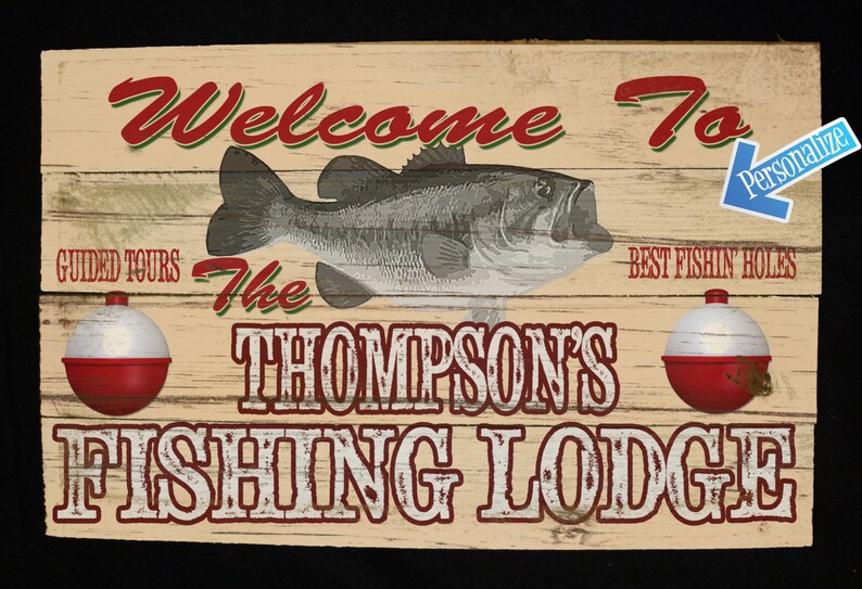 Custom, Personalized Fishing Lodge Barn Wood Sign - Etsy