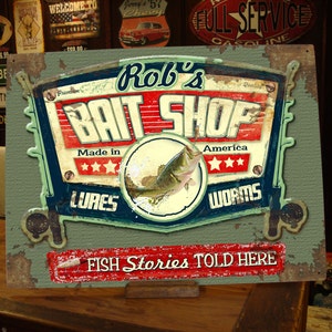 Vintage Fishing Sign - FREE Personalization! - Etsy