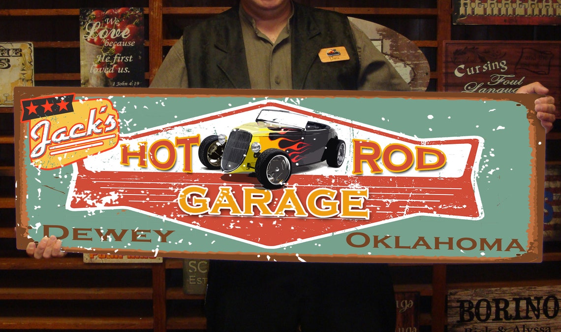 HUGE Custom Vintage Tin Sign With Picture of YOUR Car - Etsy