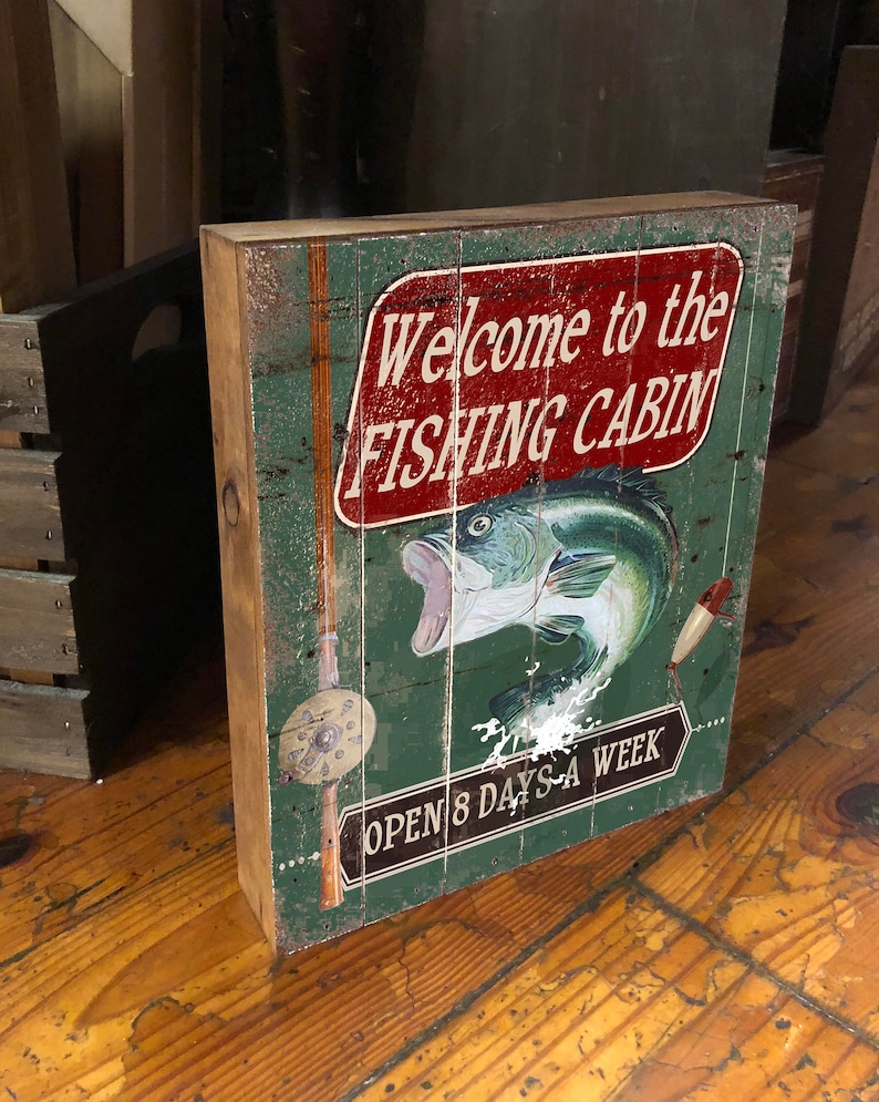 Vintage Fishing Cabin Signs - Etsy