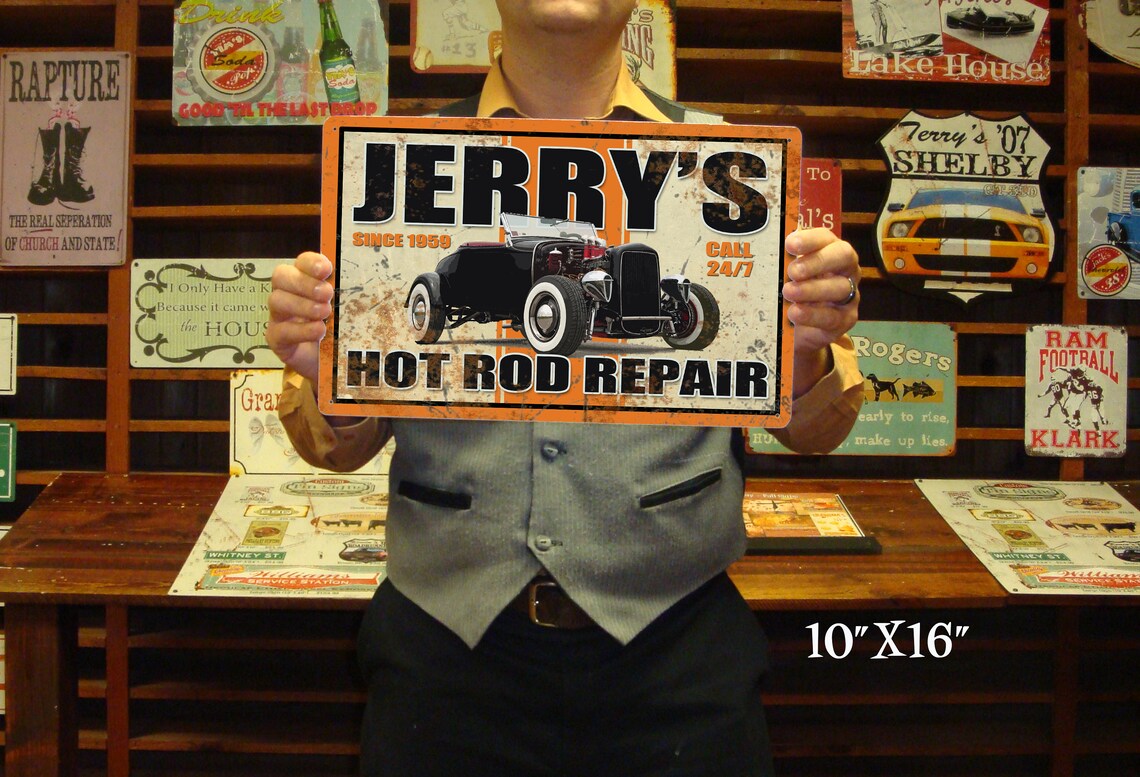 Hot Rod Repair Sign. Free Personalization YOUR Car Included - Etsy