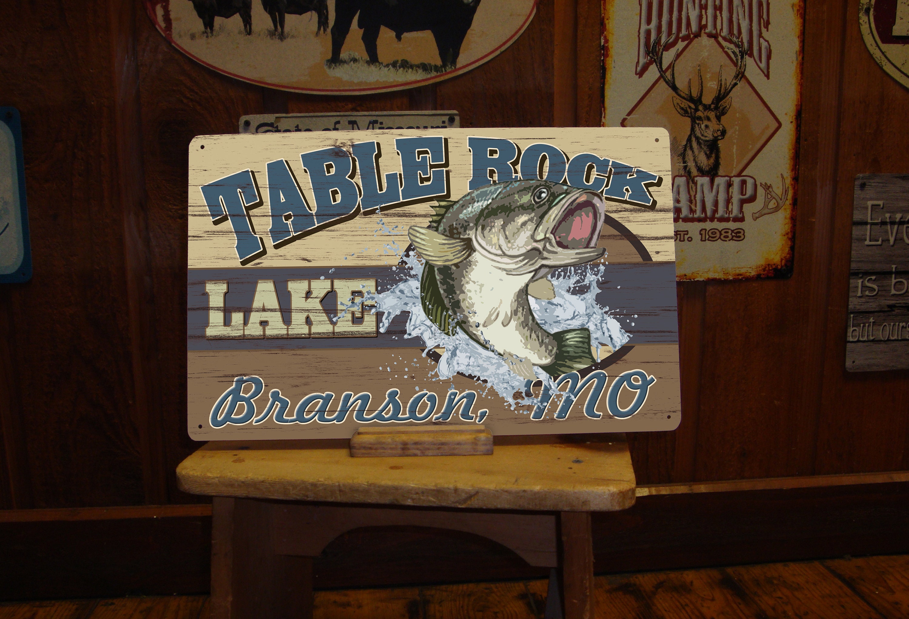 Custom Lake Sign With Bass - Etsy