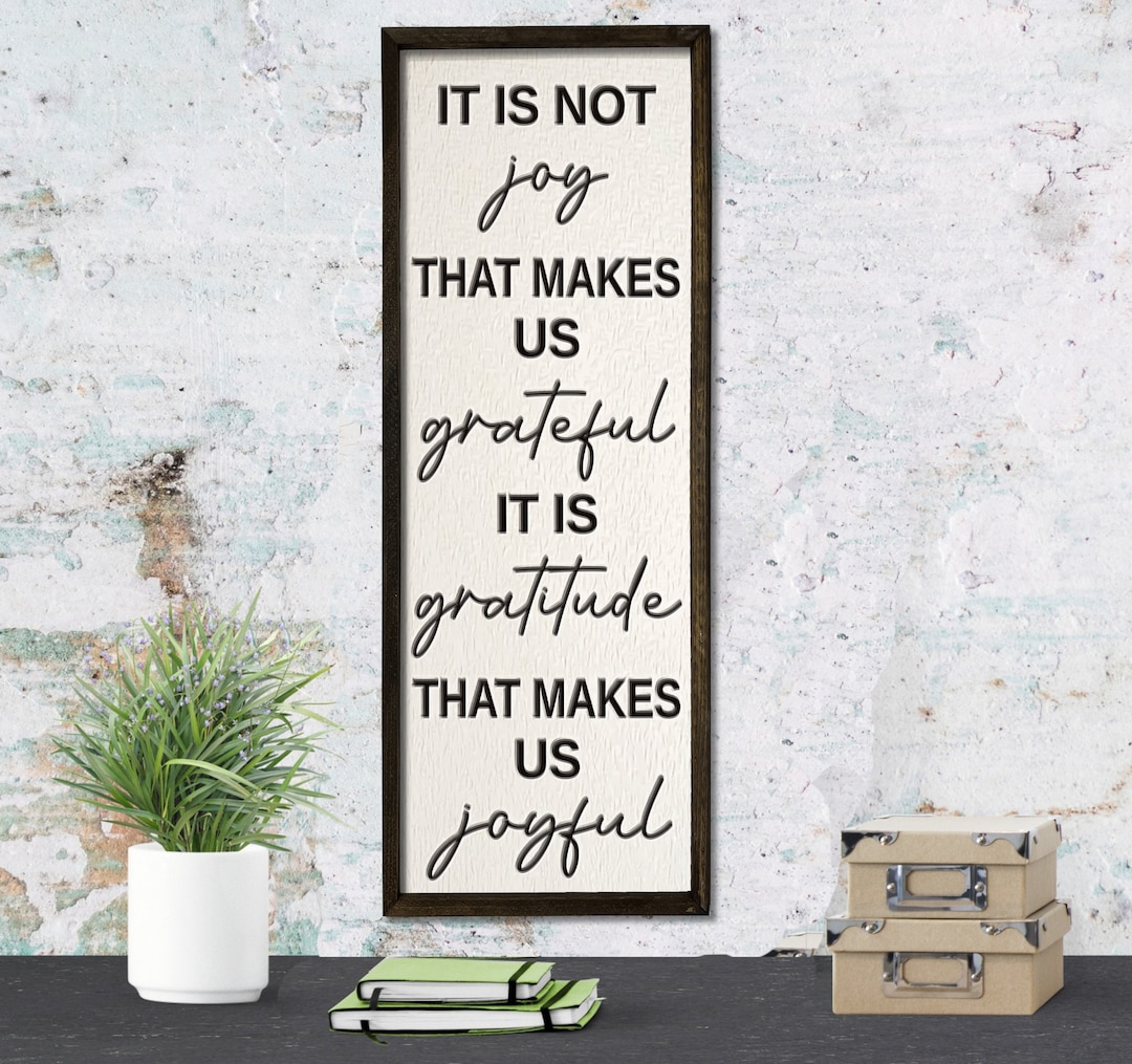 Gratitude Makes Us Joyful - Framed Wood Sign - Etsy