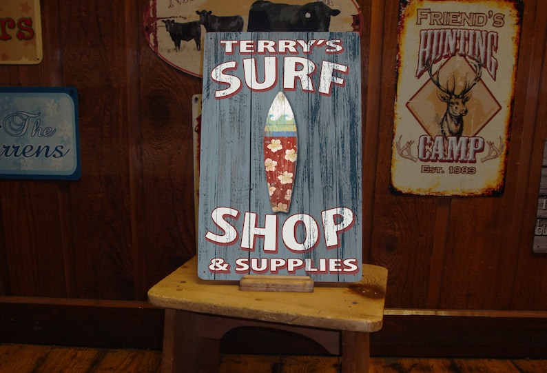 Custom Vintage Surf Shop Sign FREE Personalization | Etsy