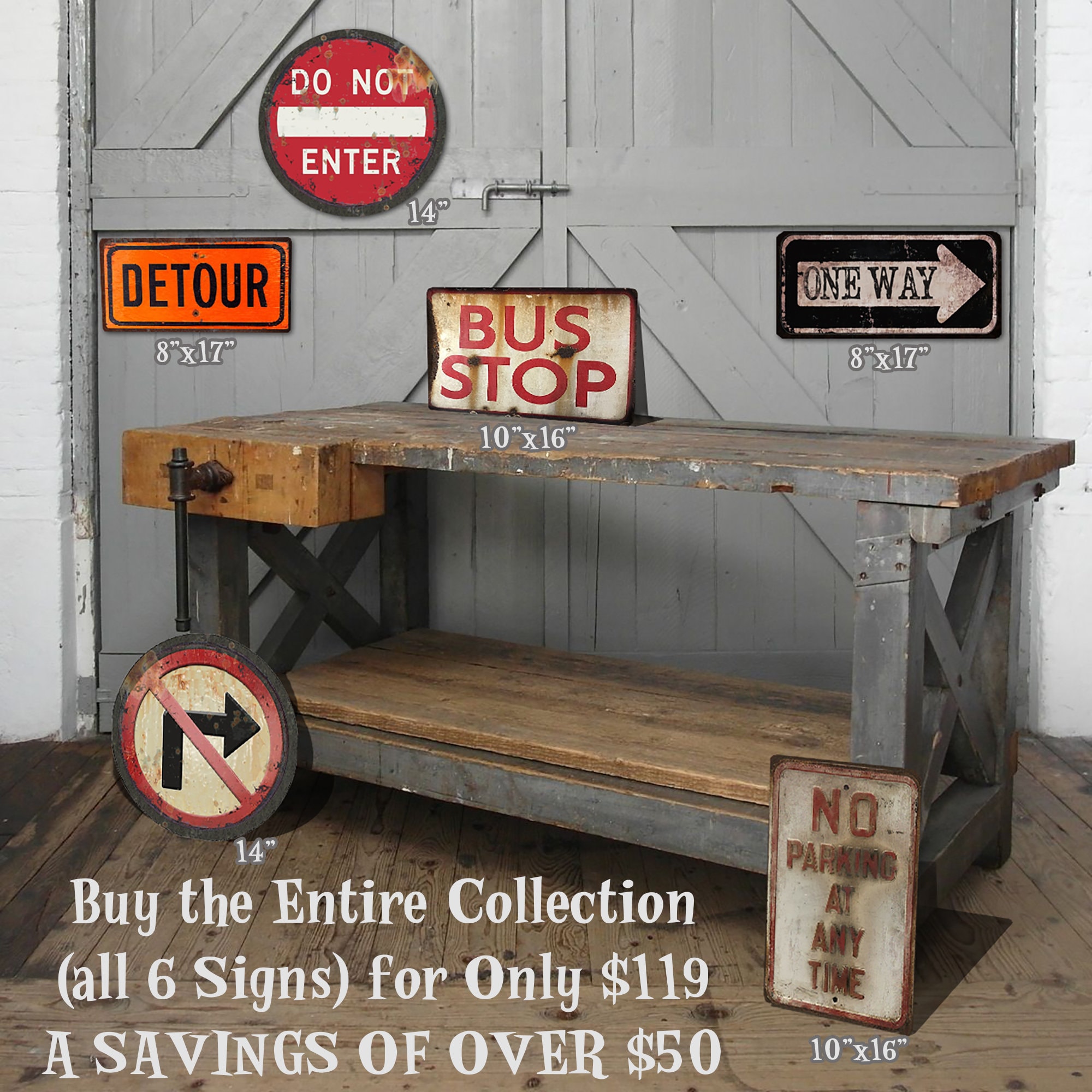 Vintage Rustic Road Signs One Way and Detour Sign - Etsy