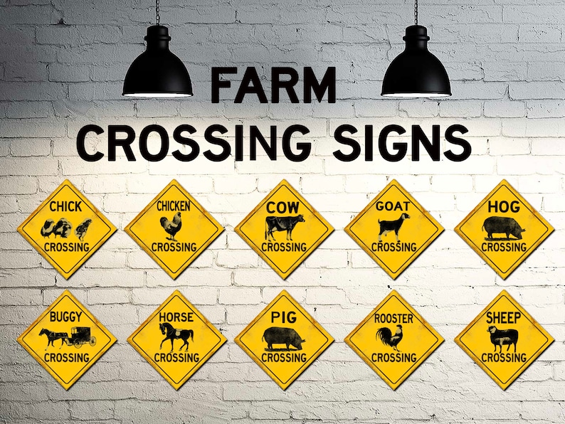 Farm Animals Crossing Sign - Etsy