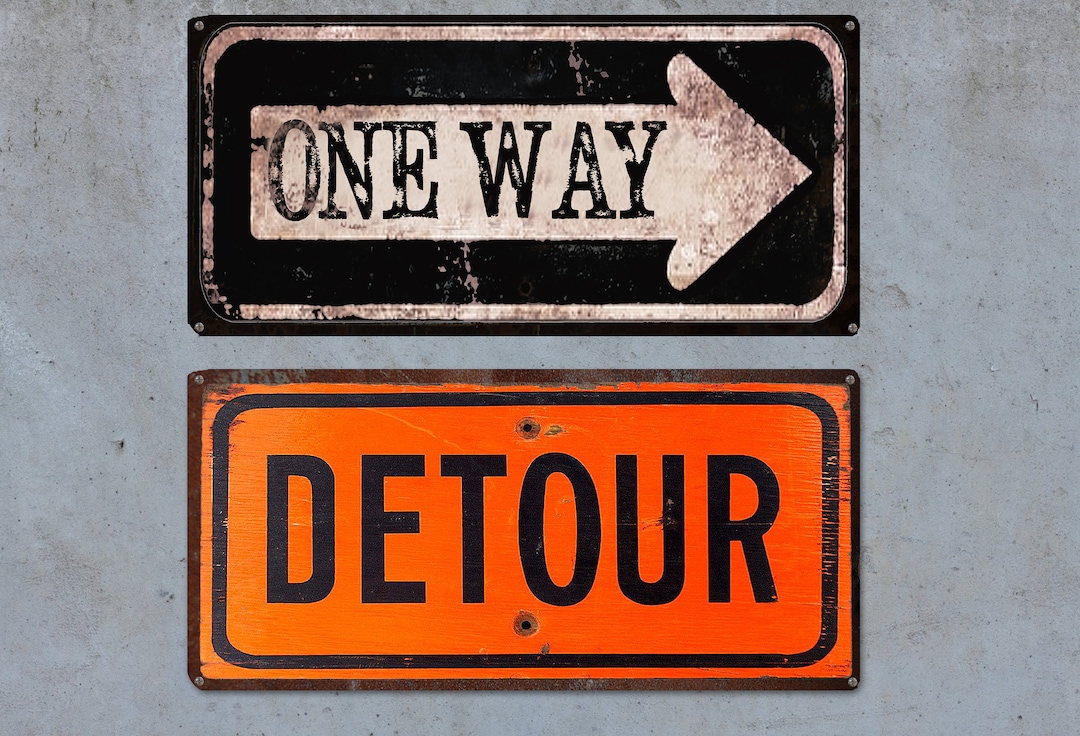 Vintage, Rustic Road Signs - One Way and Detour Sign - Etsy