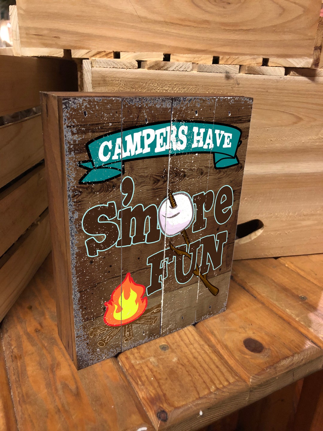 Vintage S'more Fun Wooden Box Sign - Etsy