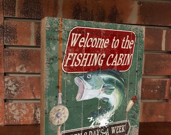 Personalized We're Open Fresh Served Daily Wood Sign, Lake Fishing ...