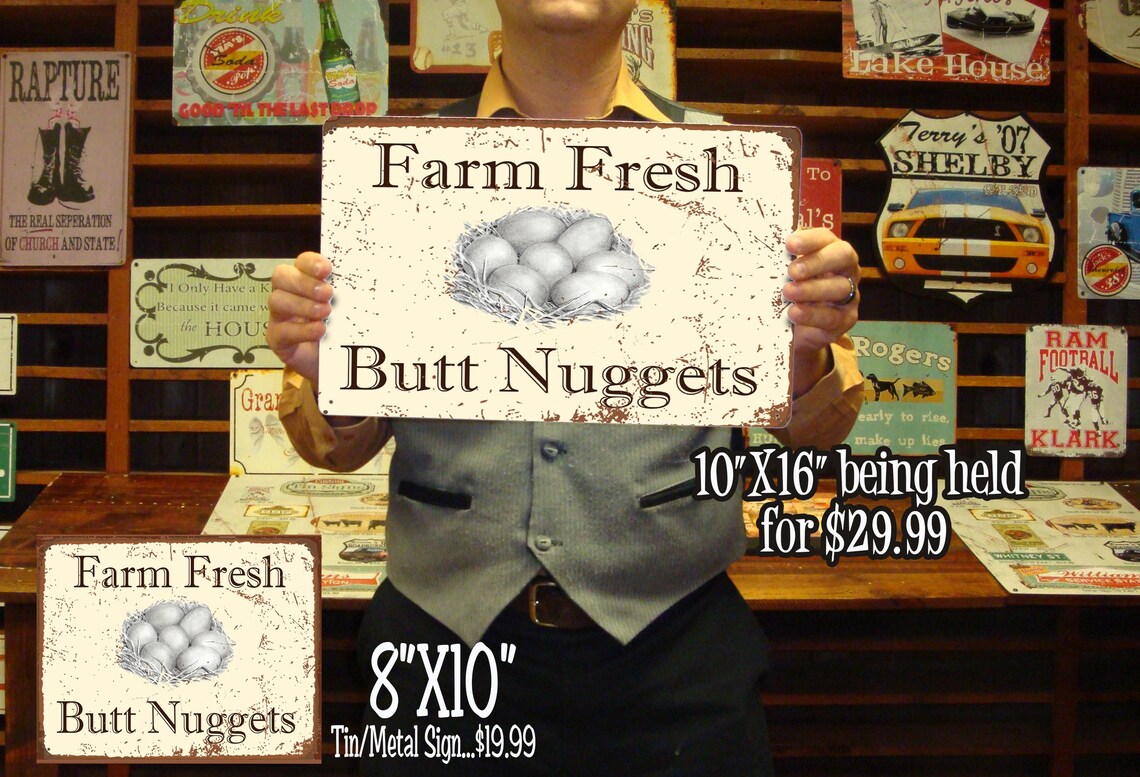 Farm Fresh Chicken Nuggets” Funny Farm Kitchen Sign – Rustic Country ...