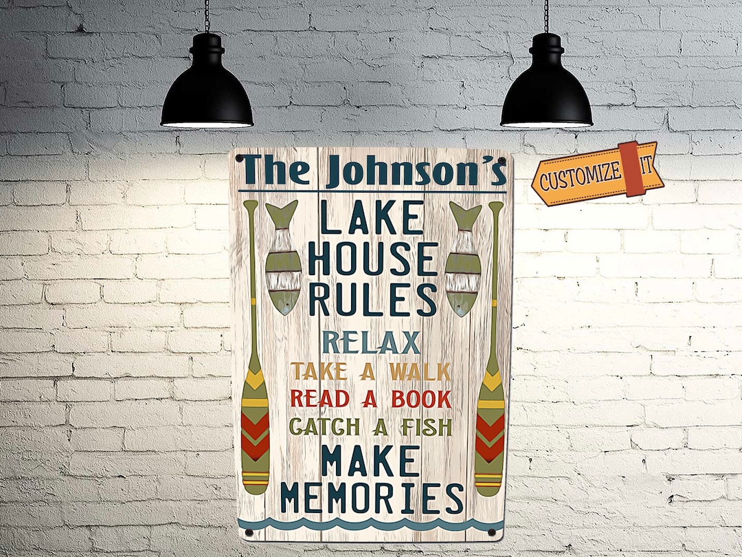 Custom Lake House Rules Sign - Tin/metal - Etsy