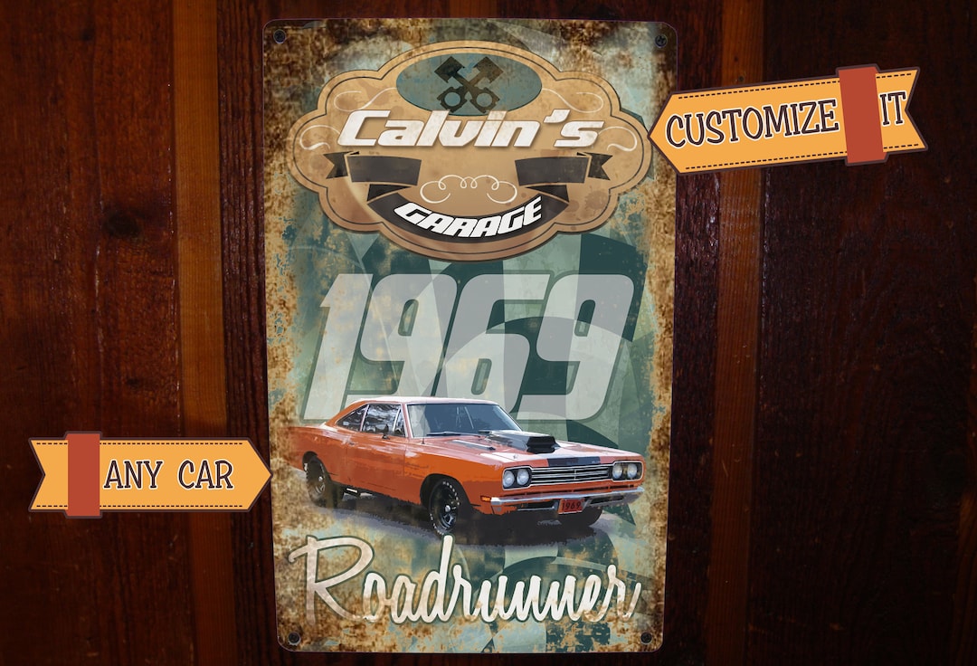 Custom Garage Sign - Featuring YOUR CAR! Vintage Tin Sign! - Etsy
