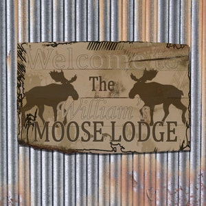 Custom, Personalized Moose Lodge Sign, Rustic Barn Wood, Vintage ...
