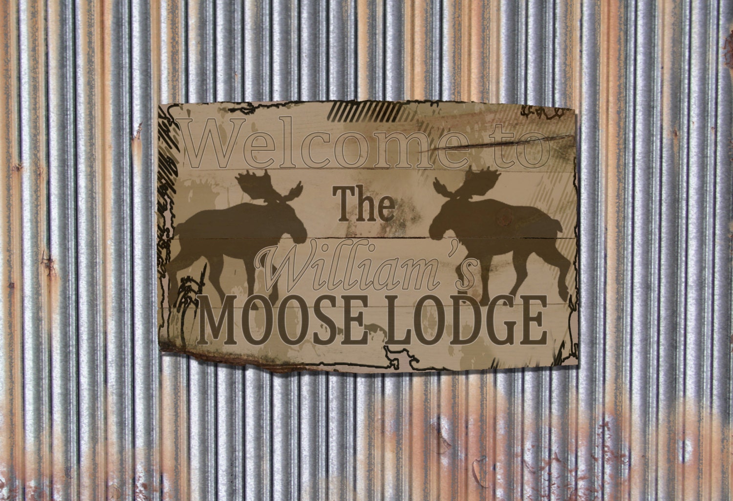 Custom, Personalized Moose Lodge Sign, Rustic Barn Wood, Vintage ...
