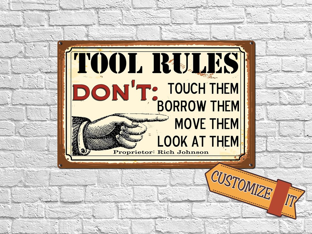 Custom Tool Rules Metal Sign - Etsy