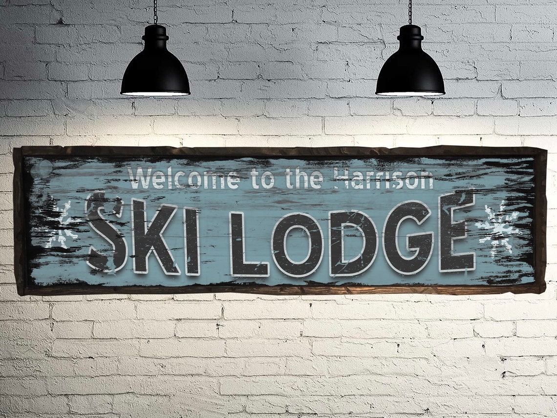 Custom SKI LODGE Sign on Barn Wood Free Personalization - Etsy