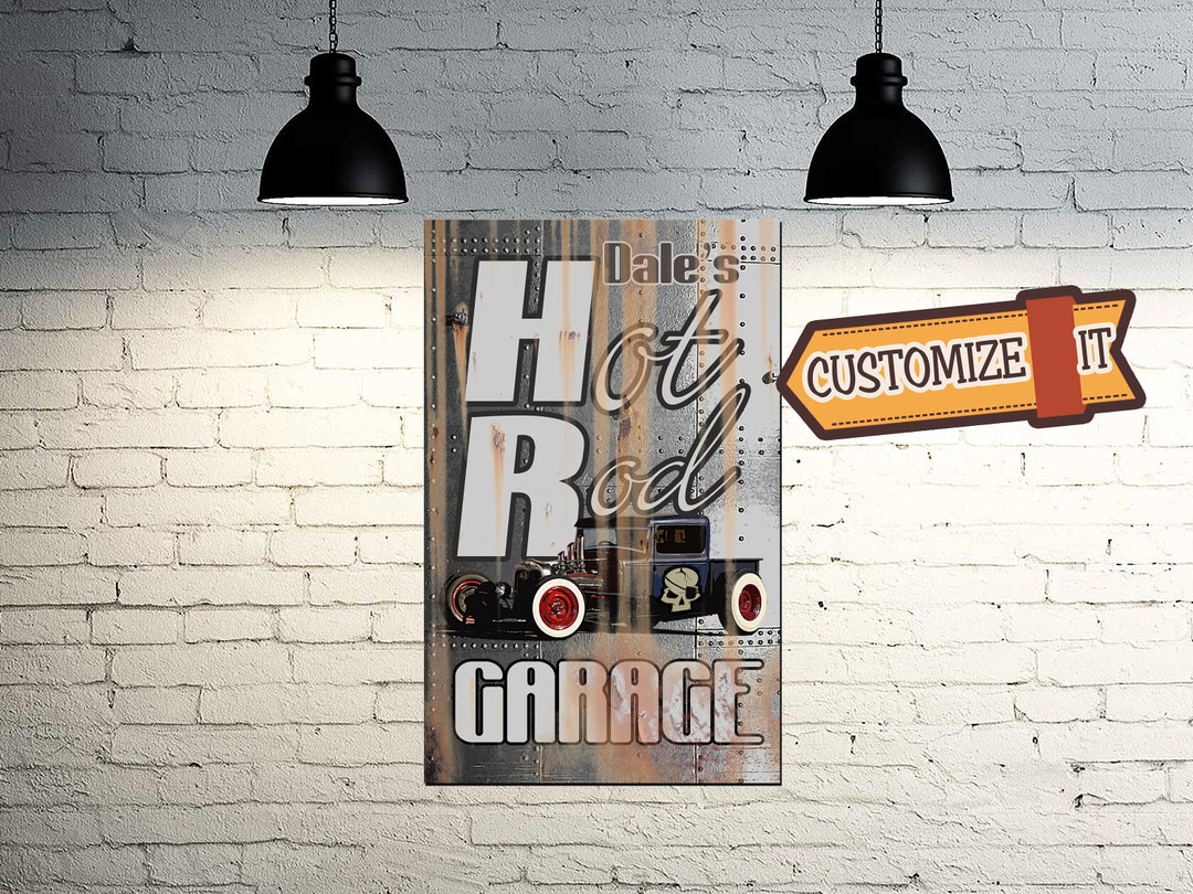 Custom Hot Rod Garage Sign - Featuring YOUR CAR! on Metal! - Etsy