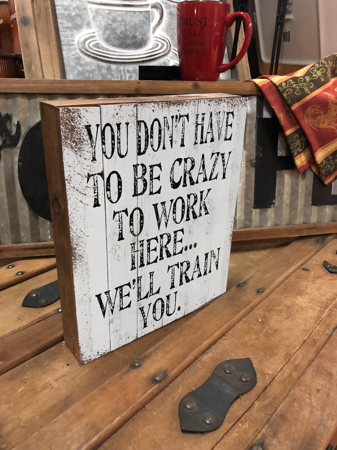 Vintage Crazy Wooden Box Sign - Etsy