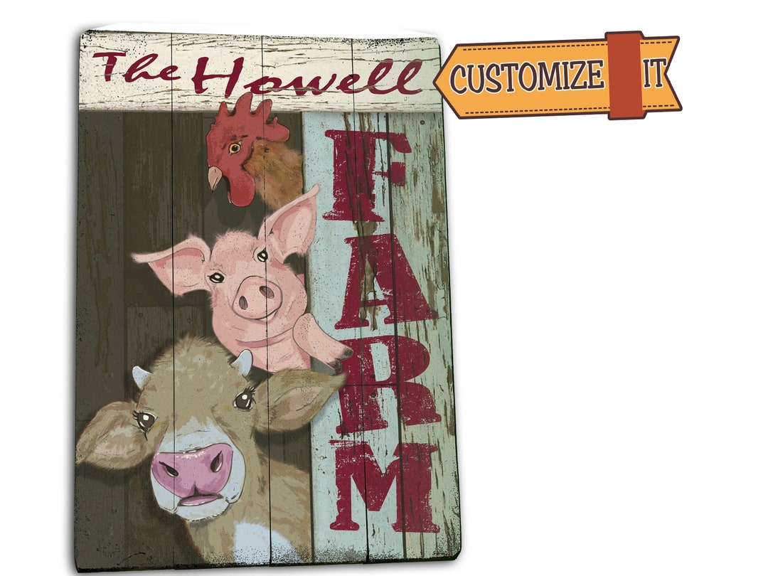 Custom Farm Sign - Cow, Pig, Chicken - Etsy