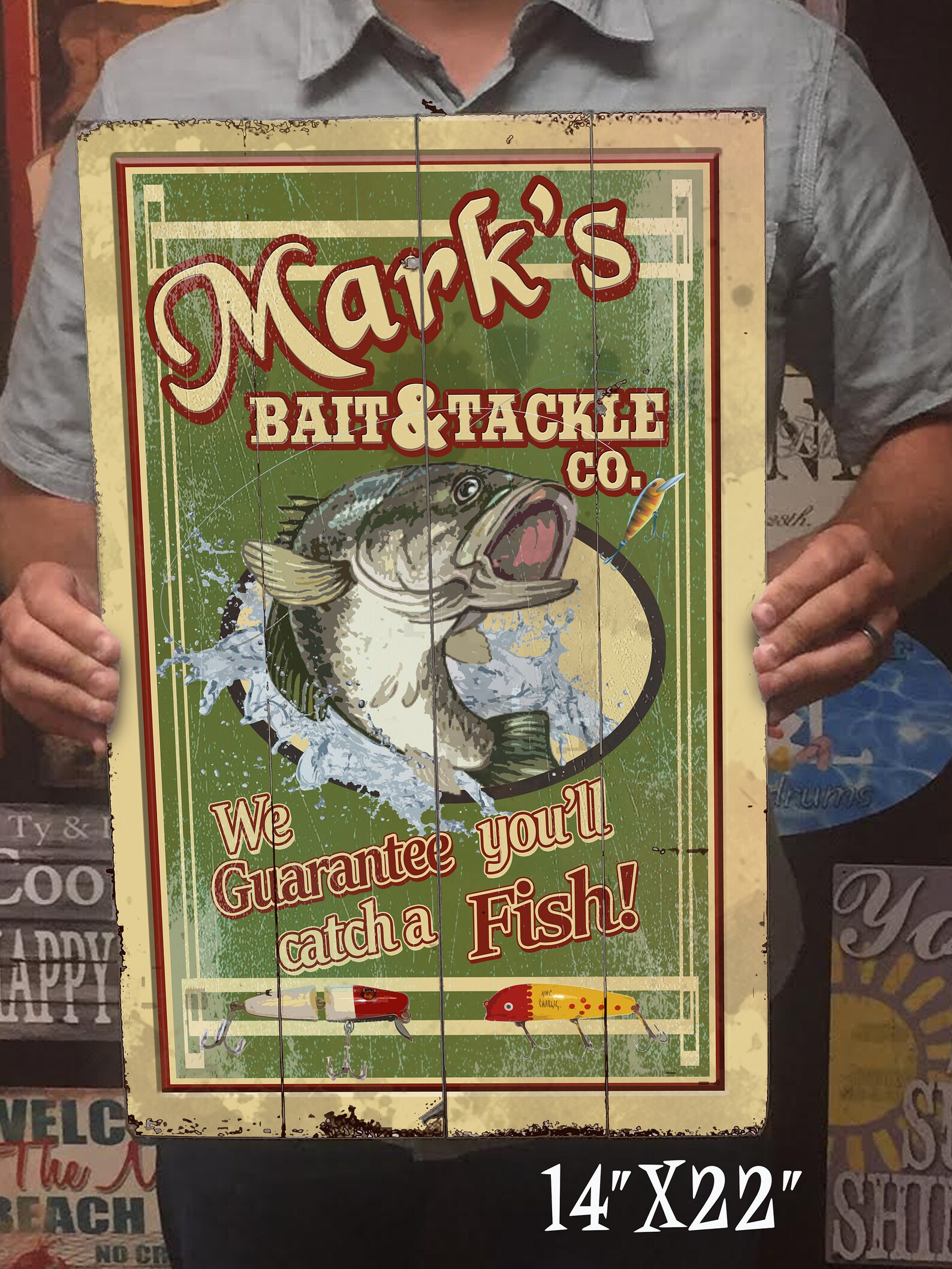 Custom Fishing Sign - Bait & Tackle Co. - Etsy