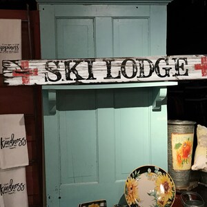 Vintage SKI LODGE Sign on Rustic Barn Wood. Handcrafted - Etsy